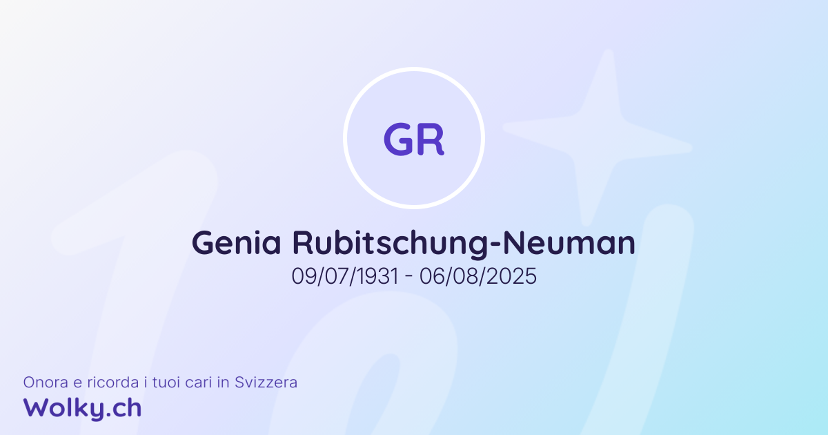 Annuncio funebre Genia Rubitschung-Neuman, Nunningen, Soletta - Omaggio ...