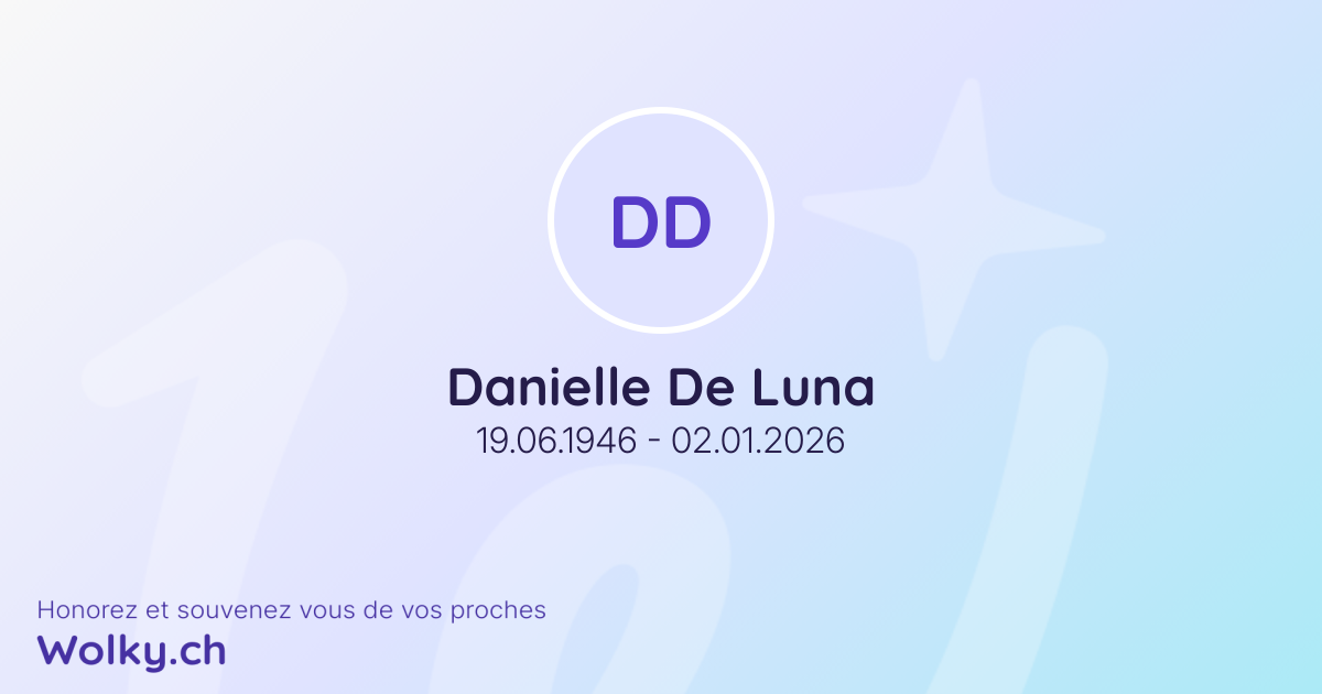 Avis de décès Danielle De Luna, Nyon, Vaud - Hommage et condoléances Suisse